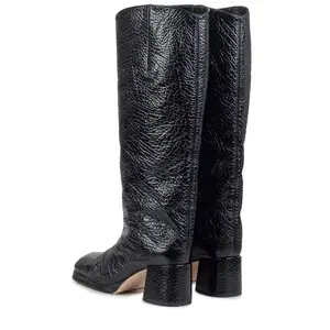 MIISTA Round Toe Block Heel Pull-on Boots