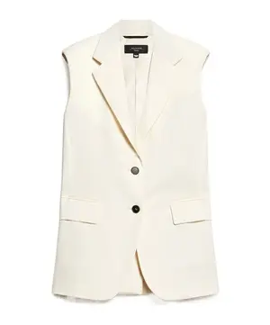 Max Mara Single-breasted Sleeveless Gilet - White