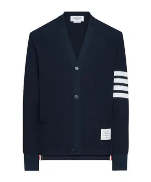 Thom Browne 4-bar Honeycomb Knit V-neck Cardigan