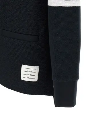Thom Browne 4-bar Honeycomb Knit V-neck Cardigan