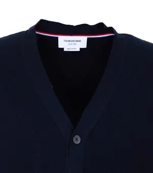 Thom Browne 4-bar Honeycomb Knit V-neck Cardigan