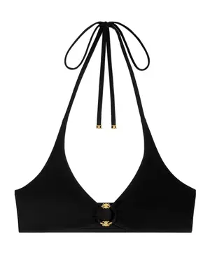 Celine Triomphe Triangle Top In Matte Jersey - Black