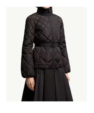 Moncler Balsamine Geometric-quilted Short Jacket With Belt