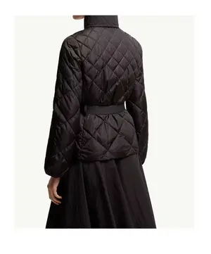 Moncler Balsamine Geometric-quilted Short Jacket With Belt