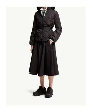 Moncler Balsamine Geometric-quilted Short Jacket With Belt