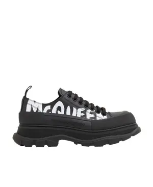 Alexander McQueen Logo Printed Low Top Sneakers - Black