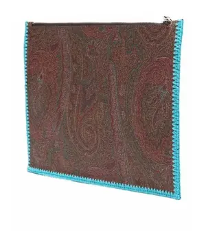 Etro Paisley Print Leather Trimmed Clutch Bag