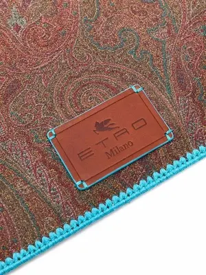 Etro Paisley Print Leather Trimmed Clutch Bag