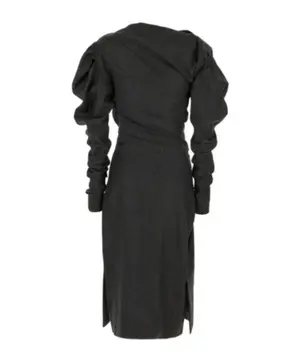 VIVIENNE WESTWOOD Asymmetrical Neckline Puff Sleeve Midi Dress