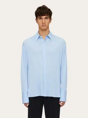 FERRAGAMO Logo-embroidery Long Sleeved Shirt - Blue