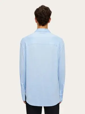 FERRAGAMO Logo-embroidery Long Sleeved Shirt - Blue