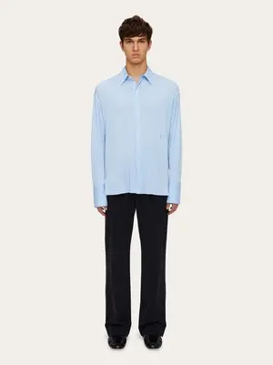 FERRAGAMO Logo-embroidery Long Sleeved Shirt - Blue