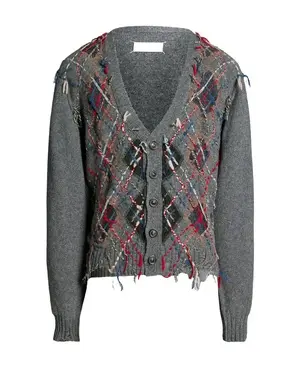 MAISON MARGIELA V-neck Argyle Knit Cardigan - Gray