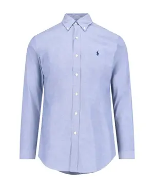 Polo Ralph Lauren Logo Embroidered Long-sleeved Shirt - Blue