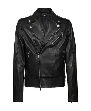 Dsquared2 Leather Biker Jacket - Black
