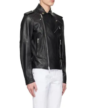 Dsquared2 Leather Biker Jacket - Black