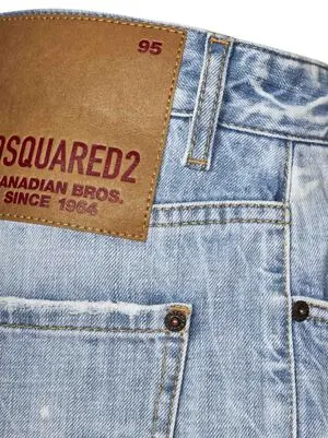 Dsquared2 Distressed Wide-leg Jeans With Logo Patch - No