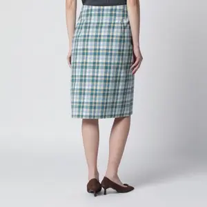 Prada Plaid Cotton Pencil Skirt