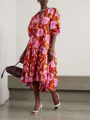 Diane Von Furstenberg Pleated Layered Floral Dress