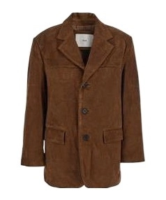 DUNST Single-breasted Suede Jacket - Brown