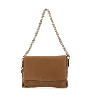 JIMMY CHOO Callie Shoulder Bag With Embossed Logo - Brown