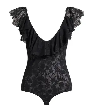 Alberta Ferretti Lace Bodysuit With Ruffled Sleeves