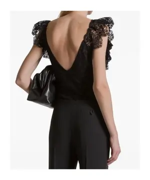 Alberta Ferretti Lace Bodysuit With Ruffled Sleeves