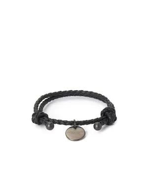Bottega Veneta Knotted Leather Bracelet With Pendant