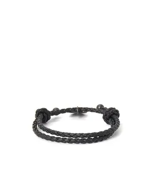 Bottega Veneta Knotted Leather Bracelet With Pendant