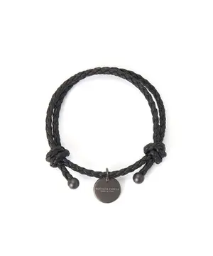 Bottega Veneta Knotted Leather Bracelet With Pendant