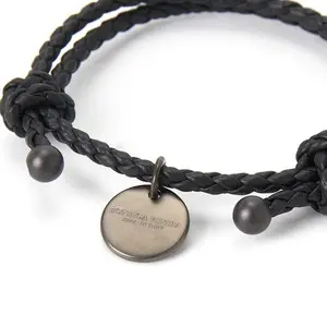 Bottega Veneta Knotted Leather Bracelet With Pendant