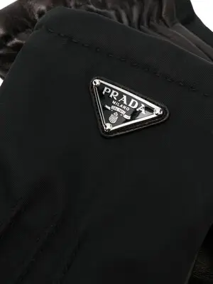 Prada Five-finger Gloves With Logo Detail