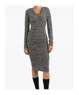 Dolce & Gabbana Chevron Printed V-neck Midi Dress