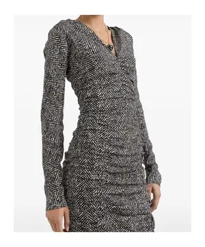 Dolce & Gabbana Chevron Printed V-neck Midi Dress