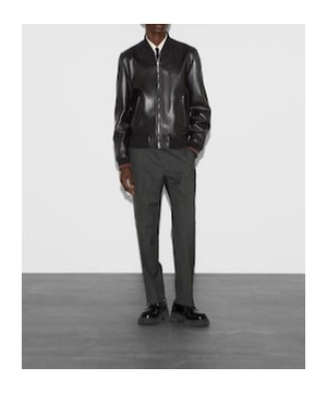 Gucci Leather Zip-up Jacket With Embroidered Logo