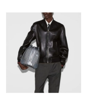 Gucci Leather Zip-up Jacket With Embroidered Logo