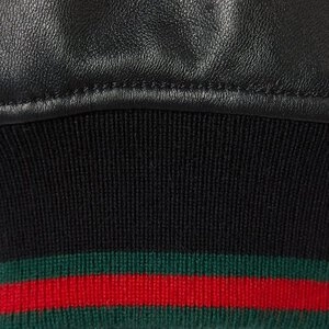 Gucci Leather Zip-up Jacket With Embroidered Logo