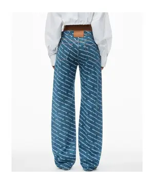Alexander Wang Mid Rise Jeans With All-over Logo Print - Blue