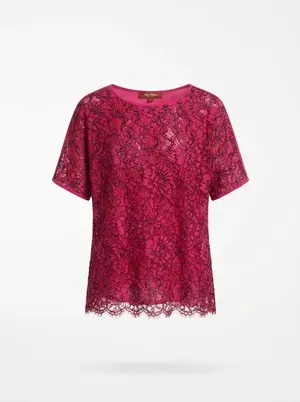 Sportmax Short-sleeved T-shirt With Floral Lace - Red