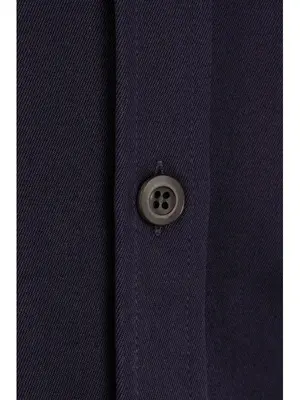 Prada Short-sleeved Buttoned Shirt With Classic Collar - Navy Blue