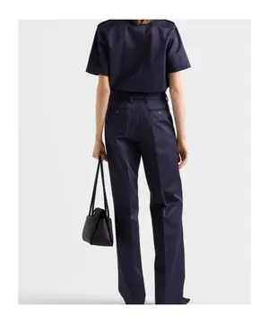 Prada Short-sleeved Buttoned Shirt With Classic Collar - Navy Blue
