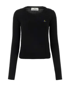 VIVIENNE WESTWOOD Orb Embroidered Long-sleeved Jumper - Black