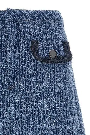 SELF-PORTRAIT Textured Denim Mini Skirt