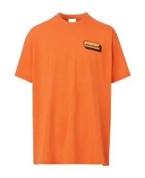 Burberry Logo Appliqué Cotton T-shirt - Orange