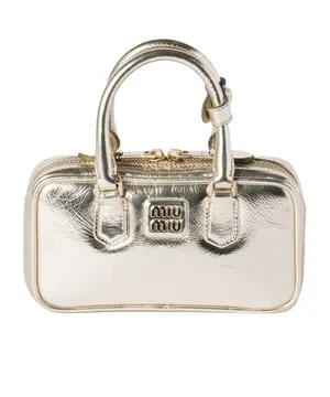 Miu Miu Arcadie Mini-bag In Laminated Nappa Leather - Pyrite