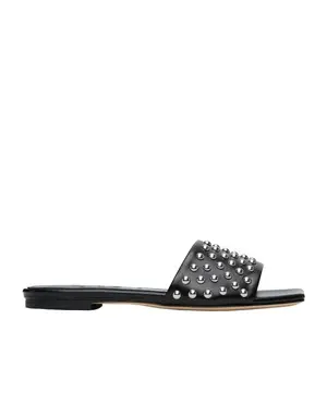 AeydĒ Studded Leather Slippers - Black