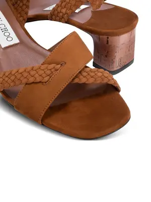 JIMMY CHOO Rori 45 Braided Heeled Sandals - Brown