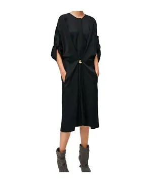 Loewe Round Neck Midi Dress With Anagram Pebble Pins