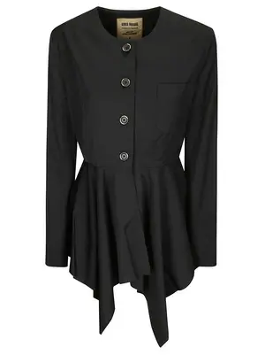 UMA WANG Long-sleeved Asymmetrical Jacket - Black