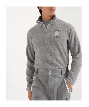 Brunello Cucinelli Zip Neck Jumper With Embroidered Logo